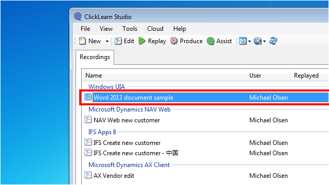 Assist in ClickLearn Studio